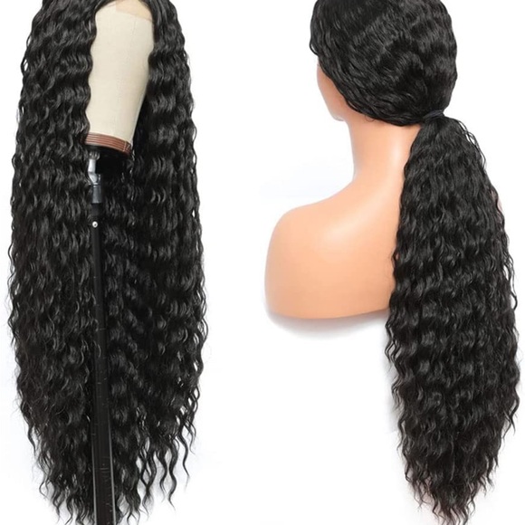 Hair | 32 Inches Middle Part Deep Wave Crimp Black Wig Upgrade ...